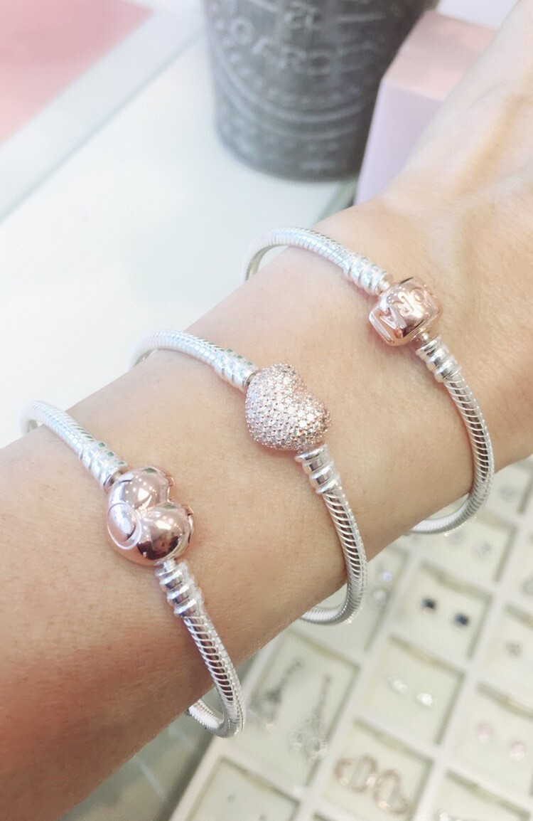 NEW PANDORA Rose Gold Barrel Clasp 925 Silver Snake Chain Charm ...