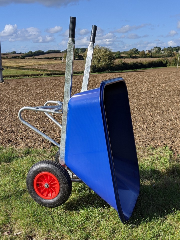 200L WHEELBARROW Stable Garden Twin Wheel Barrow Large 200 Litre Blue ...