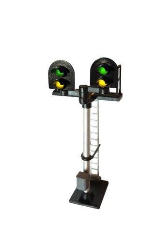 Berko B424 2 ASPECT DISTANT (Y/G) STANDARD STEPPED T JUNCTION ROUND HEA ...