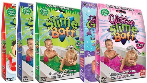 Zimplikids Slime Baff red, blue green, pink and purple glitter bath ...