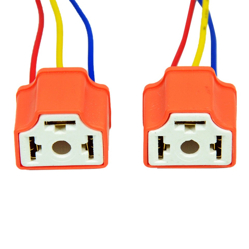 2X H4/9003 Female Ceramic Headlight Connector Pigtail Plug Adapter ...