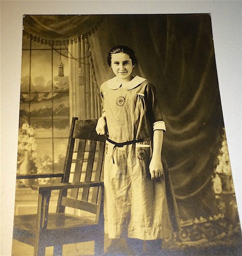 Old Antique American Girl in Occupational Work Dress, Real Photo ...