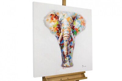 Acryl Gemälde 'ELEFANT AFRIKA' | HANDGEMALT | Leinwand Bilder 80x80cm ...