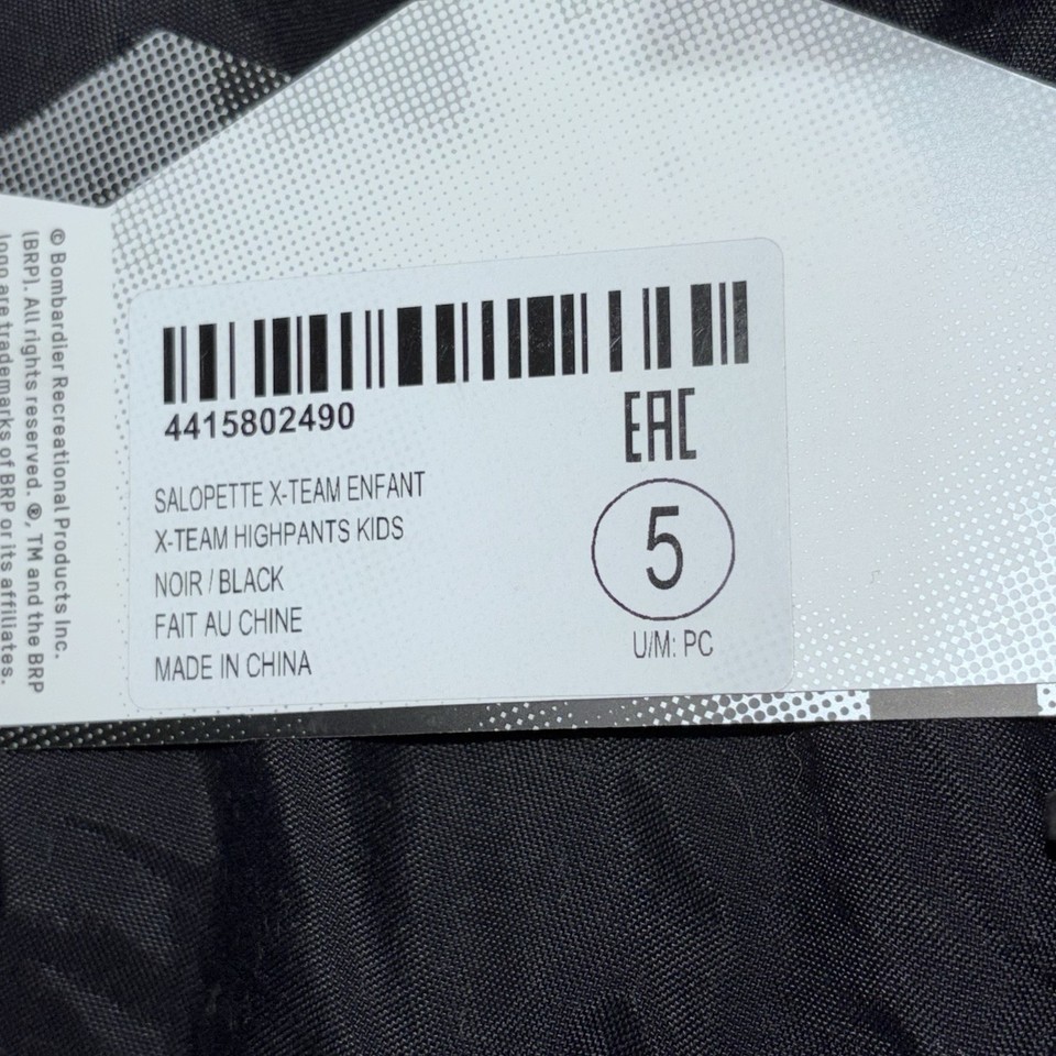 Brand New Ski-Doo X-TEAM Kids HIGHPANTS Water And Wind Proof Size 5 ...