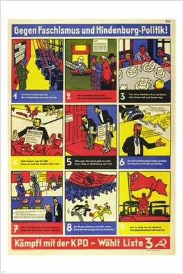 german interwar COMMUNIST POSTER against FASCISM collectors 20x30 ...