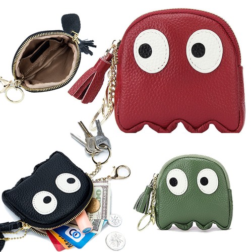 Real Leather Cute Cartoon Mini Coin Purse Keychain Pouch Card Holder ...