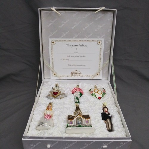 Old World Christmas Wedding Box Set Of Six Ornaments Bride Groom Church ...