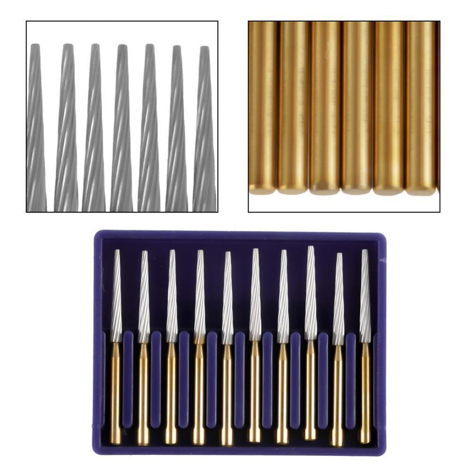 10 Pcs Dental Carbide Trimming & Finishing Burs FG7404/7406/7408/7901 ...