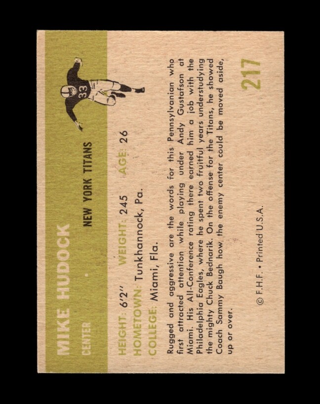 1961 Fleer Set-Break #217 Mike Hudock NR-MINT *GMCARDS* | eBay