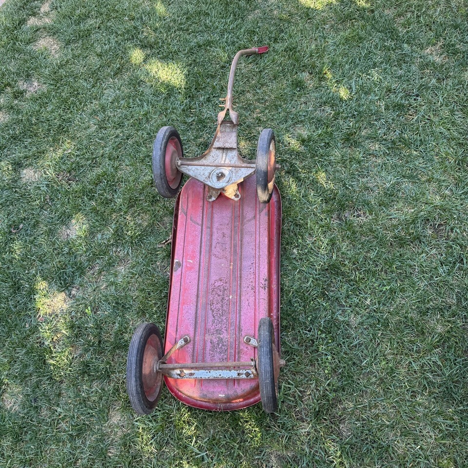 Vintage Red Wagon, Metal Pull Wagon. Antique Cart | eBay