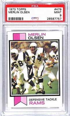 1973 Topps #479 Merlin Olsen Los Angeles Rams Football Card PSA 9 MINT ...