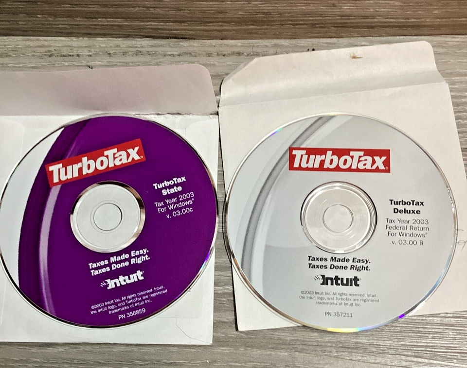 2003 TurboTax Deluxe & State Multi-State 2 CD Discs Only Taxes | eBay