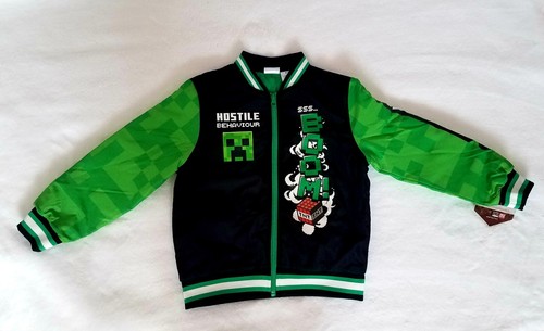 Minecraft creeper bomber jacket hostile boom boys size XL 14/16 | eBay