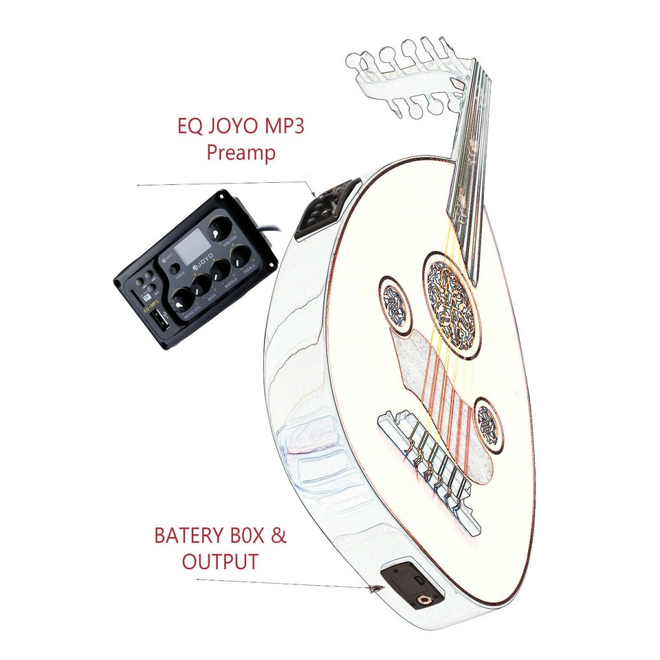 Halfcut Oud Ud E Acoustic Ud With Artec Pickup with Mp3 EQ JOYO usb ...