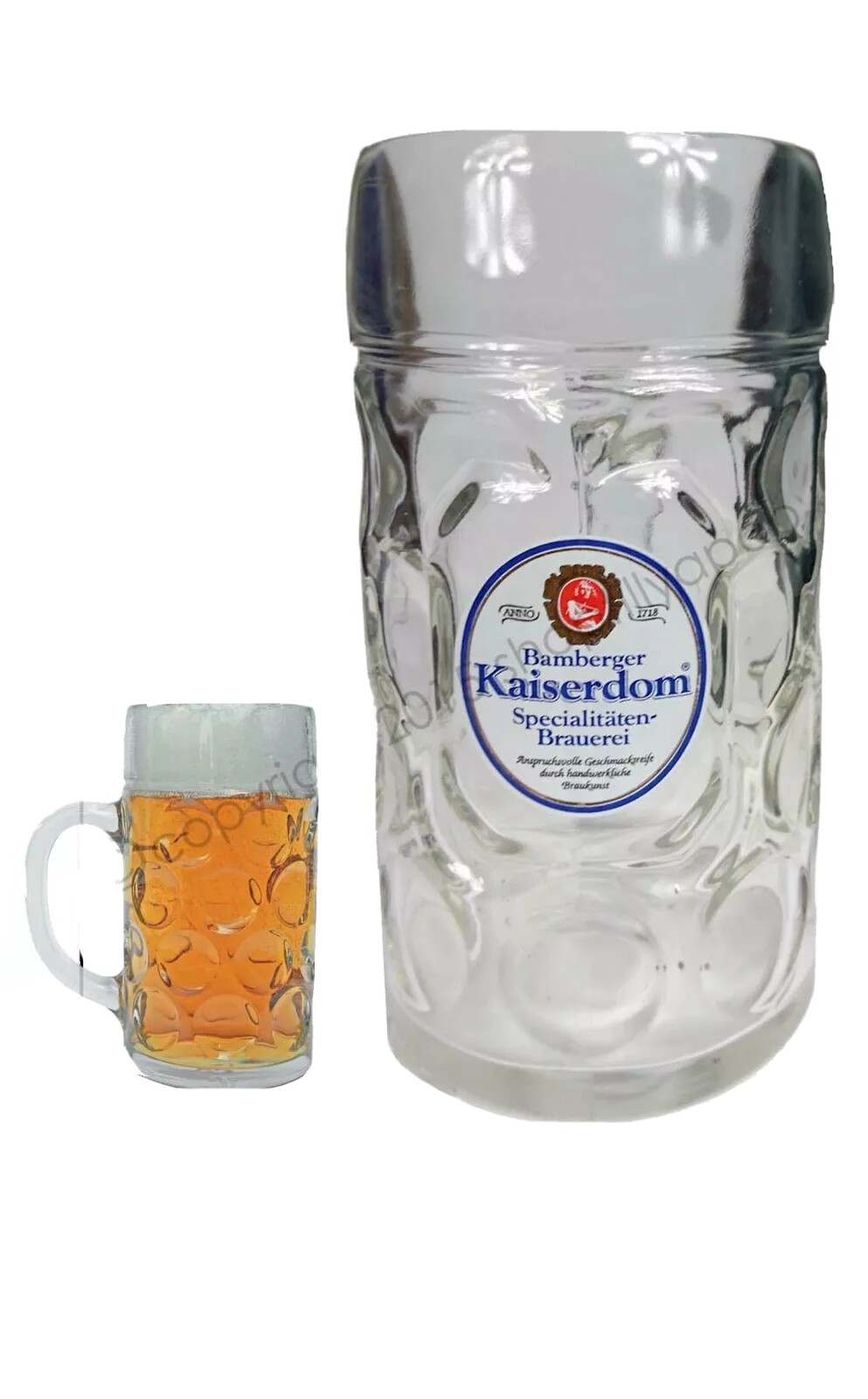 Bamberger Kaiserdom Brauer Dimpled Beer Glass 1 Liter Stein Masskrug ...