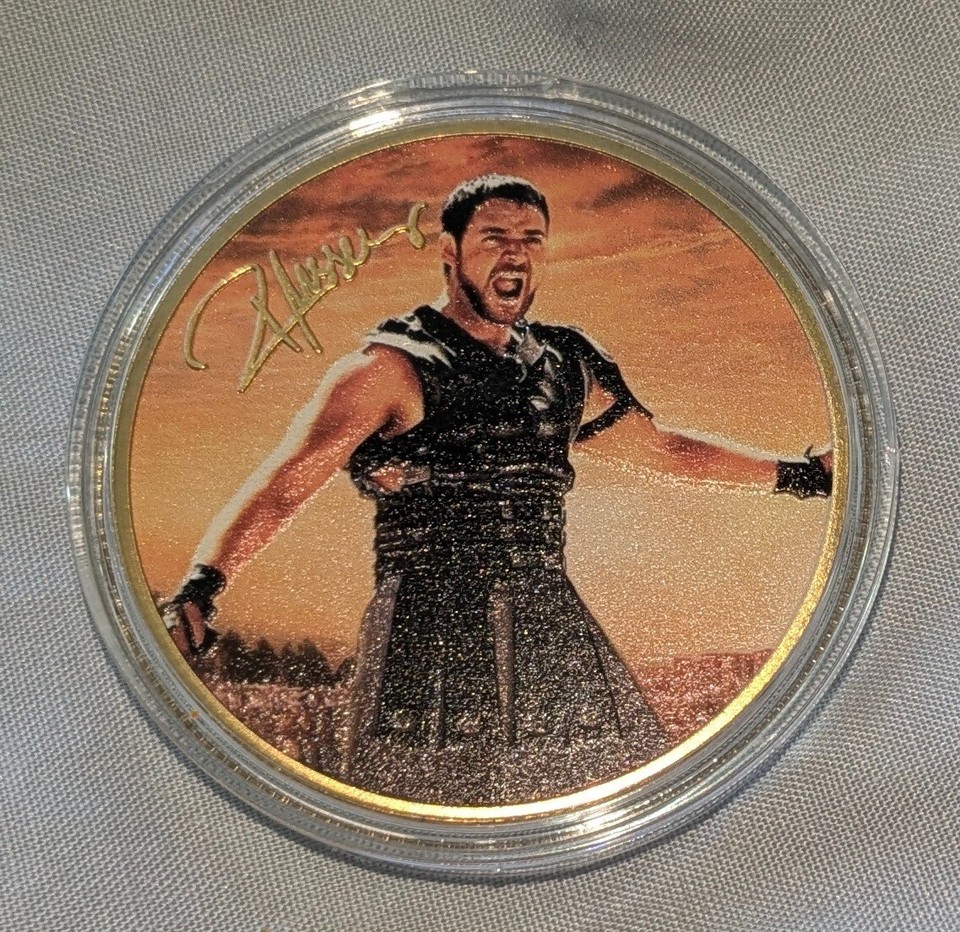 Gladiator Gold Coin Roman Actor Signed Old Colosseum Warrior Killer ...