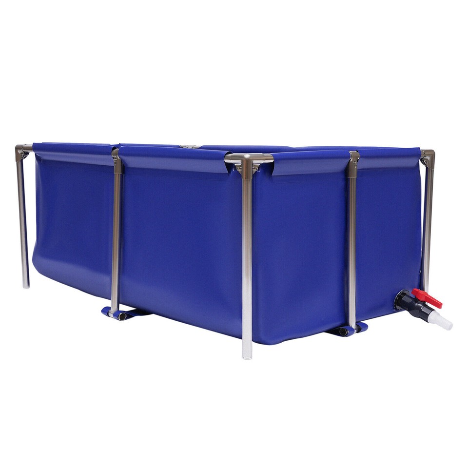 Blue Cuboid Canvas Fish Pond Aquarium Fish Water Tank Coating Koi ...