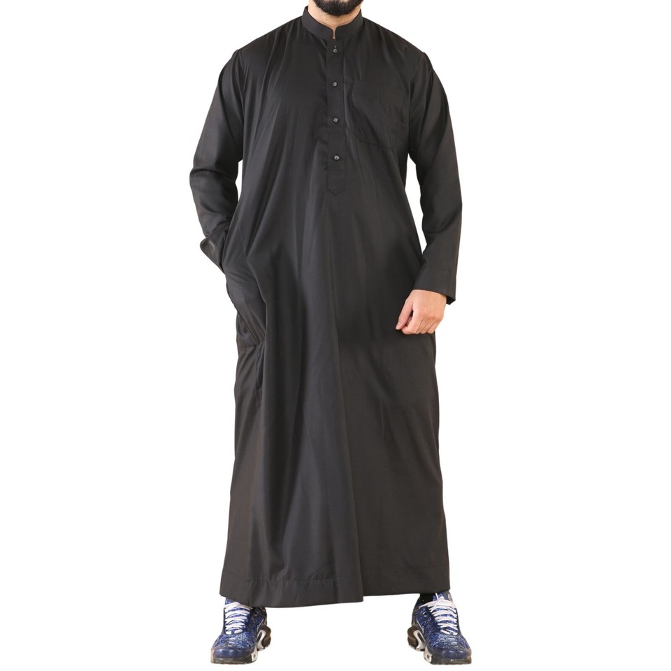 Mens Thobe Jubba Saudi Islamic Arabic Eid Cotton Kaftan Jubbah Umrah ...