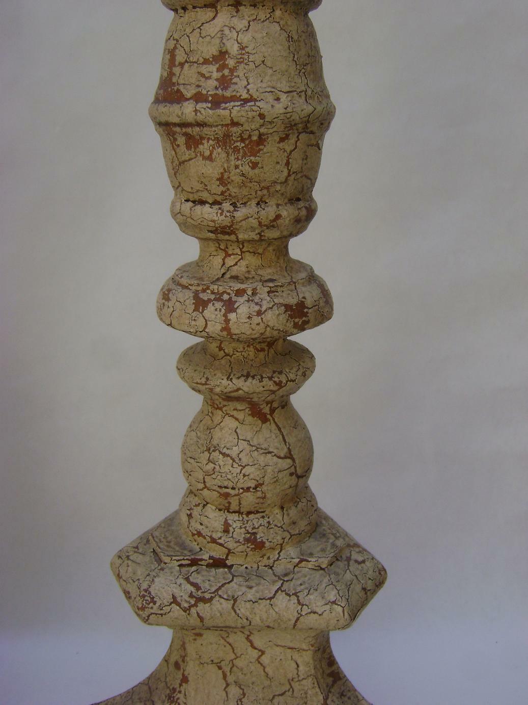 VTG ANTIQUE DANA CREATH PRICKET CANDLESTICK LAMPS 2 HANDCARVED ...