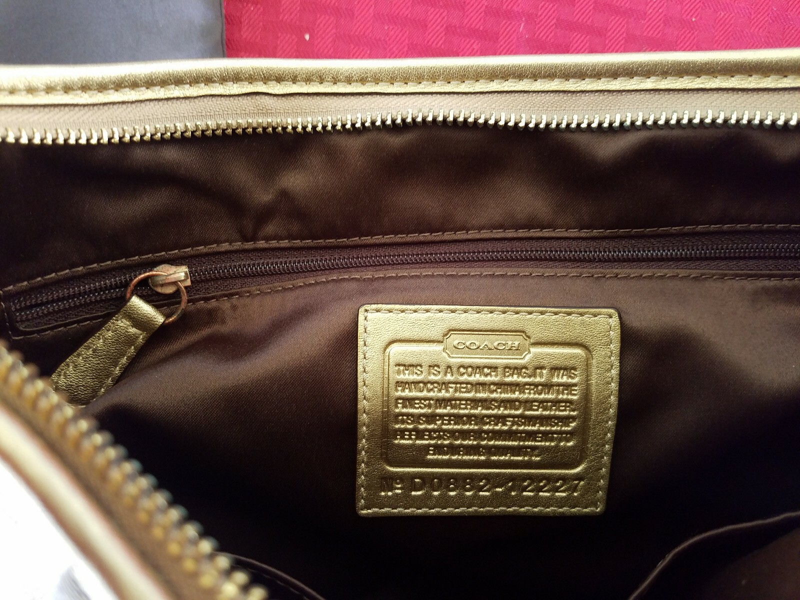 COACH GOLD & BRONZE SIGNATURE C TOTE SHOULDER HANDBAG BAG PURSE C0882 ...