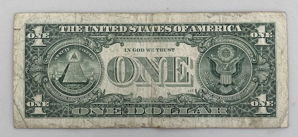 $1 ONE DOLLAR BILL - Mismatch Serial Number Color / Ink Well ...