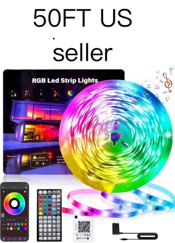 50 Ft LED Strip Lights, Smart Light with App Remote Control, RGB LED 1 ...