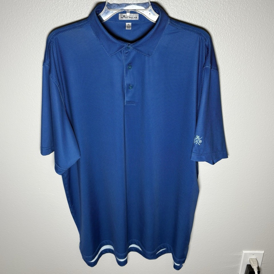 Peter Millar Polo Shirt Men’s XL Polka Dot Geo Print Golf Lakewood CC ...