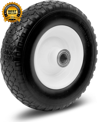 50502 12" Flat Free Solid Polyurethane Replacement Tire with 1" Bore ...