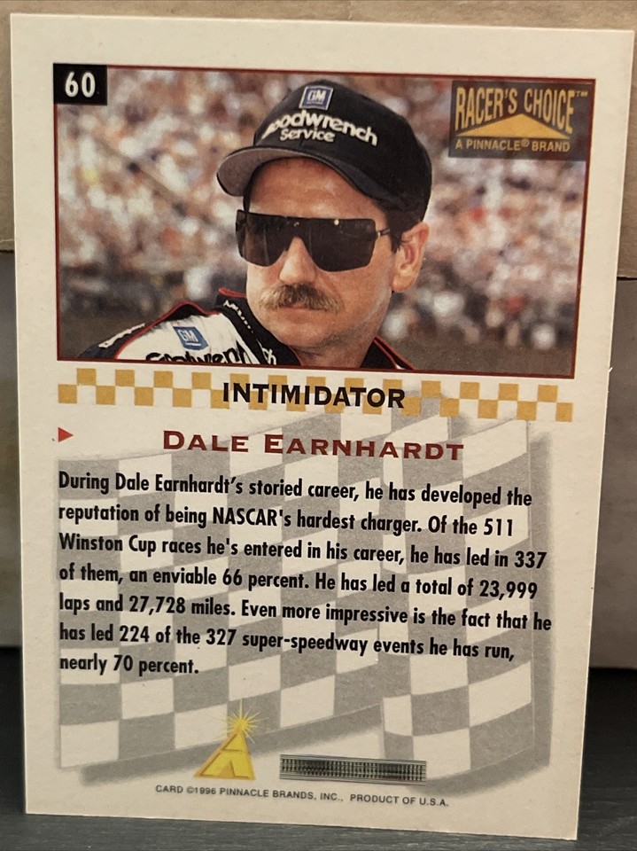 Dale Earnhardt 1996 Pinnacle Racers Choice Intimidator 60 Nascar ...