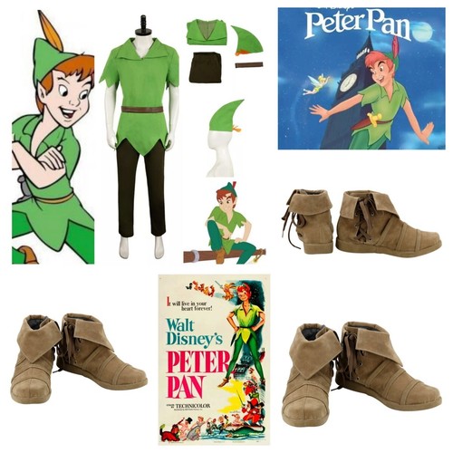 Peter Pan Cosplay Green Costume+Shoes Boots Peter Pan Disguise party ...