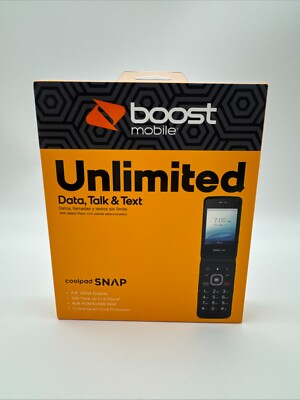 New-Boost Mobile-Coolpad Snap Flip Phone-Black-4G LTE-3312A-Free ...