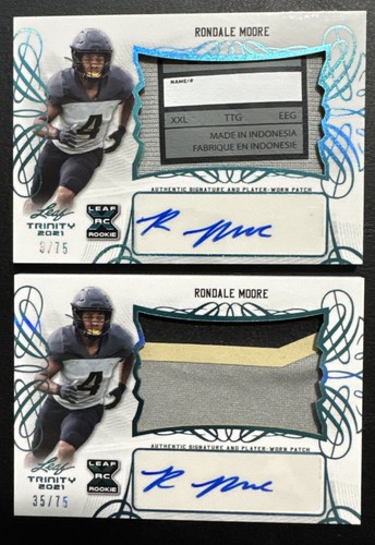 Rondale Moore 2021 Leaf Trinity RPA RC Patch Auto Purdue Tag & 3 CLR ...