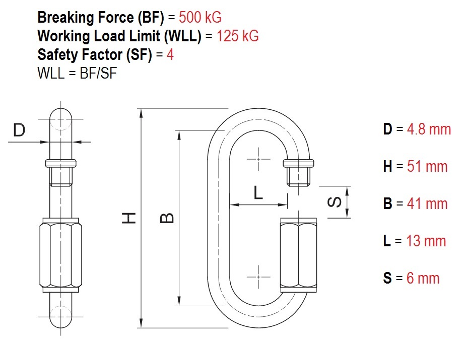QUICK LINK SCREW LOCK Chain Fastener Hook Carabiner Steel Repair Hiking ...