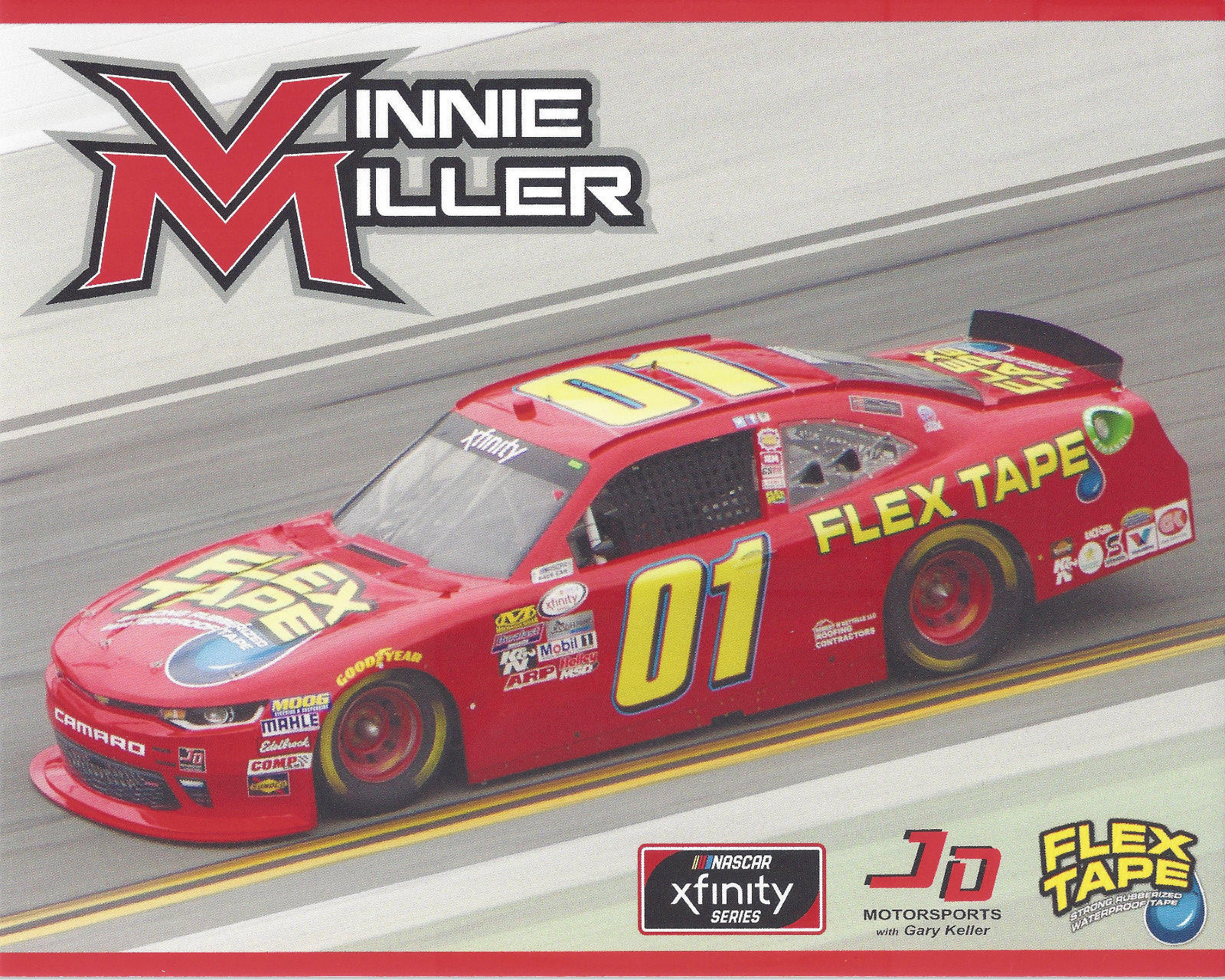2018 VINNIE MILLER "FLEX TAPE" #01 NASCAR XFINITY SERIES POSTCARD | eBay