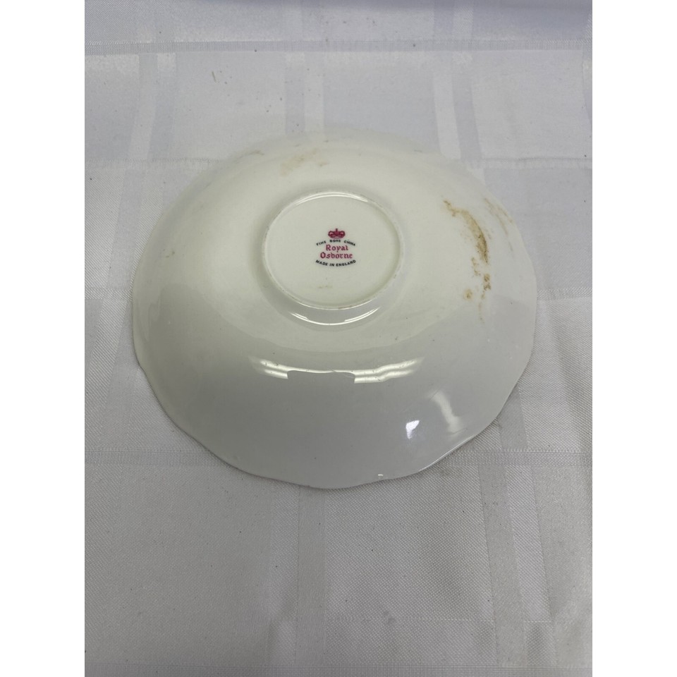 Royal Osborne Orphaned Saucer 5.5" Bone China England Red White Rose | eBay