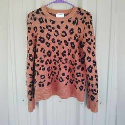 Women's Old Navy Leopard Animal Print Crewneck Crew Neck Sweater Size ...