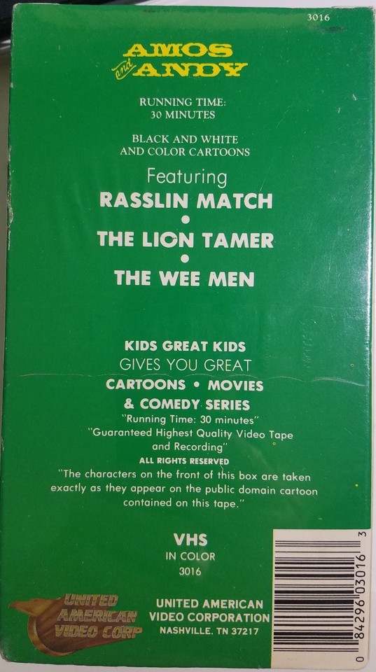 Vintage 1989 Amos and Andy Crazytoons Classic Cartoons VHS Video ...