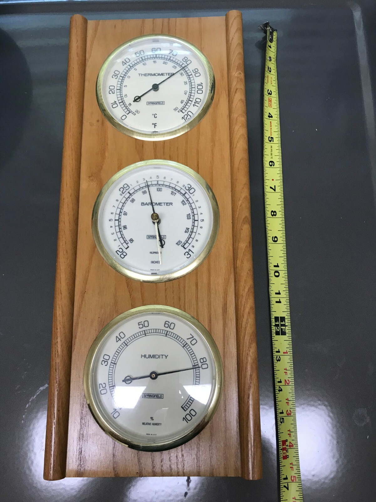 4 items Springfield wood Barometer Thermometer Humidity + 1 Sunbean ...