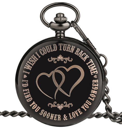 I WISH I COULD TURN BACK TIME Analog Quartz Pocket Watch LOVE YOU ...