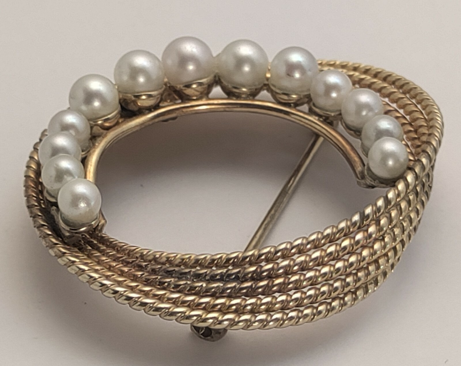 Vintage Winard 12k Gold Filled Cultured Pearl Brooch - Gem