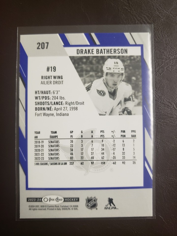 2023-24 Drake Batherson BLUE O-Pee-Chee Hockey Ottawa Senators | eBay