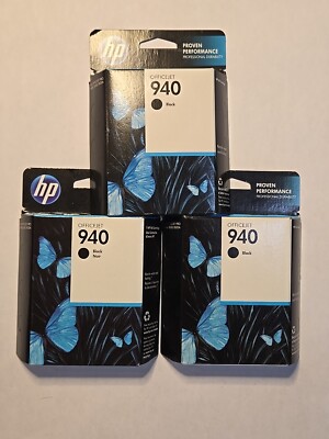 GENUINE HP 940 Black Ink Cartridge Lot Of 3 for Officejet 8000 8500 Exp ...