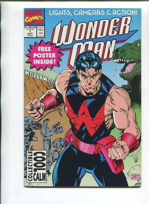 WONDER MAN 1 VF+ WPGS MARVEL 1991! W/POSTER! SOLO SERIES! DISNEY+ SHOW ...