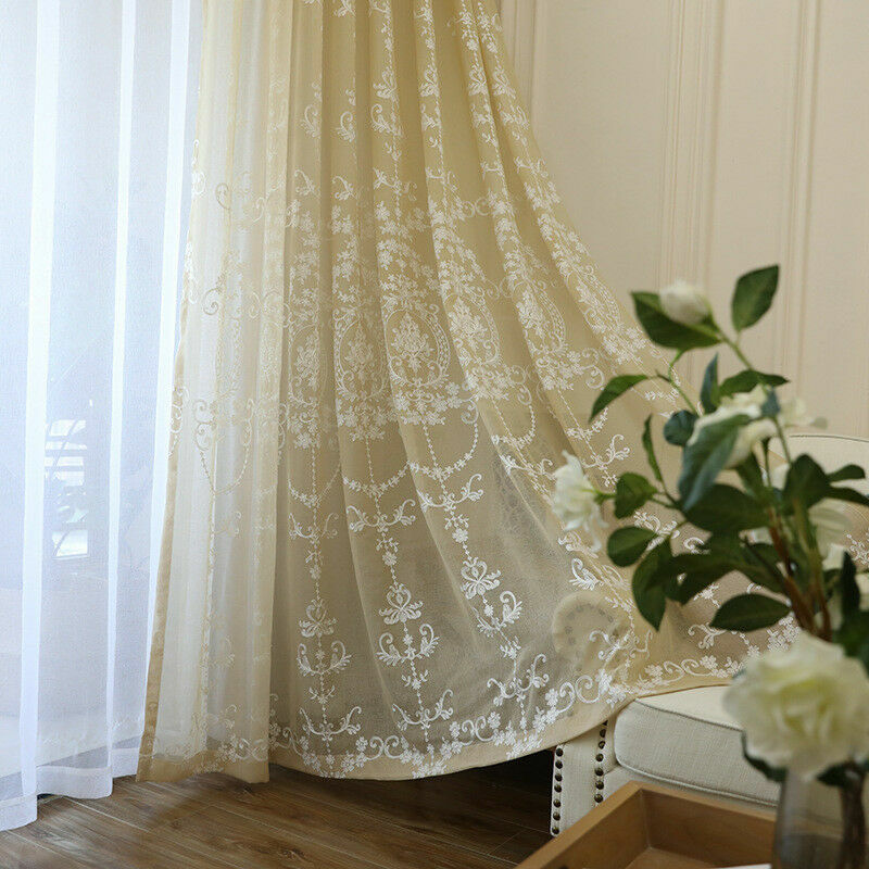 Baroque Embroidery Crochet Curtain Pelmets Lace Tulle Voile Window ...