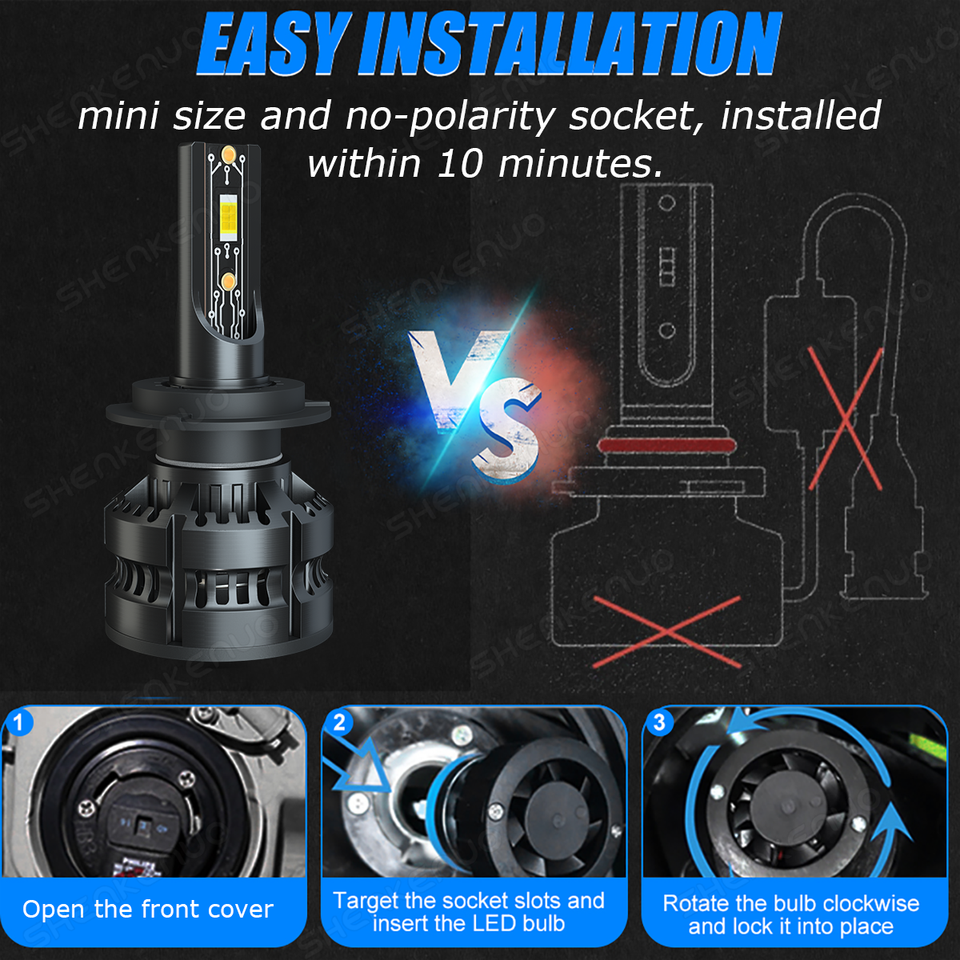For Smart Fortwo 2008-2015 H7 LED Headlight High Low+H11 Fog Light ...
