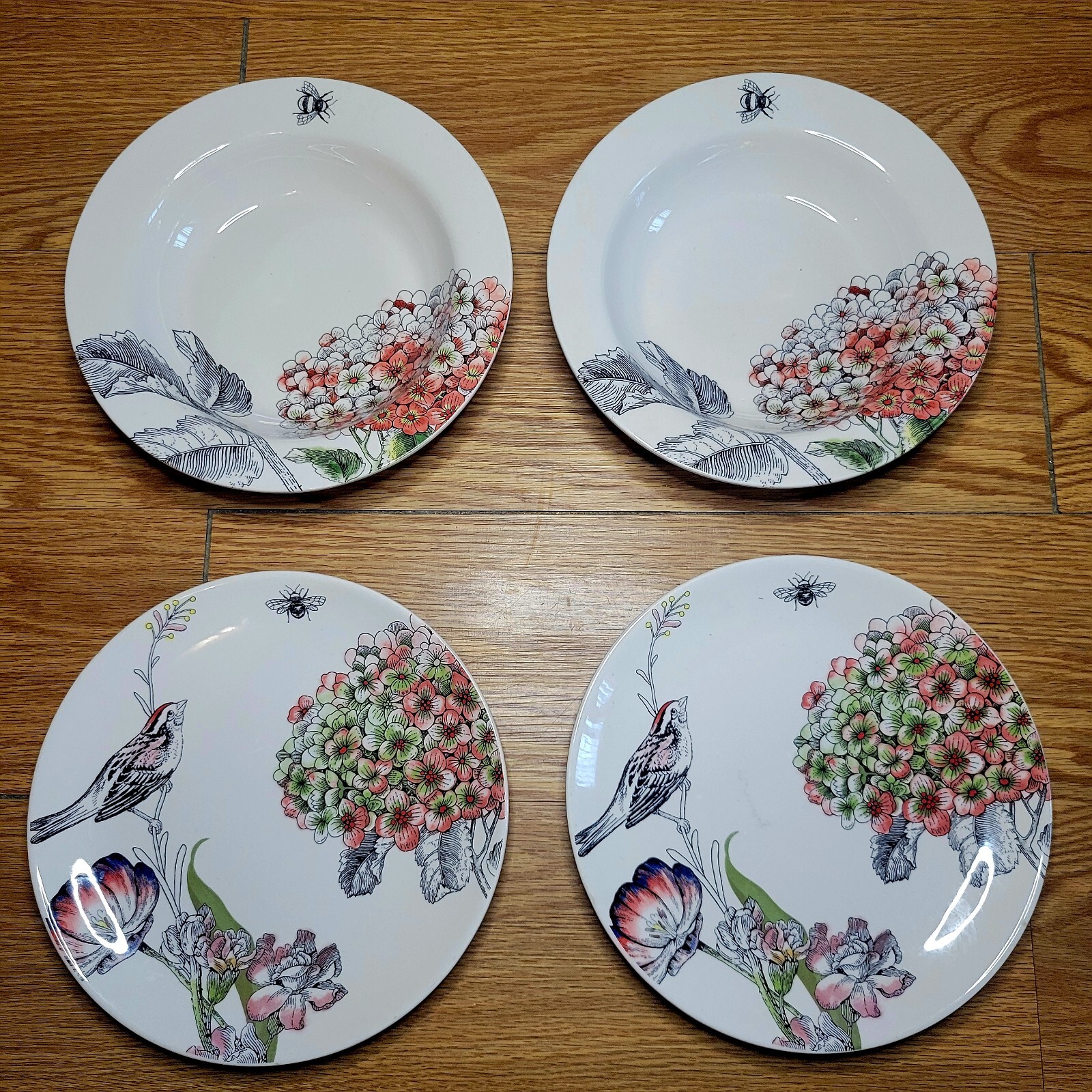 Rachel Bilson Edie Rose Hydrangea Collection Set of 4 - 9" (2) Bowls (2 ...