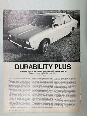 MISC1402 Vintage Article 1973 Subaru 1400 DL 16,000 mile test 3 page ...