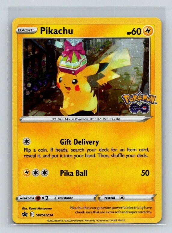 Pikachu SWSH234 Black Star Promo Pokemon Go Holo Card Mint NM | eBay