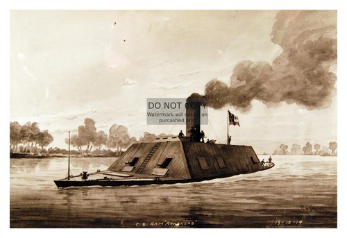 CSS ARKANSAS CONFEDERATE CIVIL WAR IRON CLAD NAVY STEAM SHIP 4X6 SEPIA ...