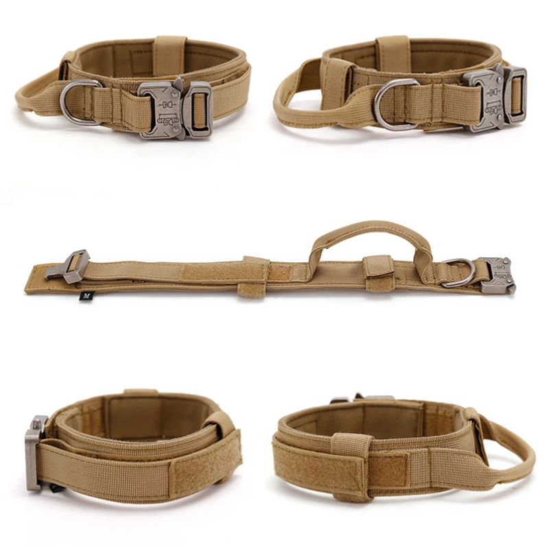 Dog Collar Military Tactical Nylon Adjustable Duty Metal Handle ...
